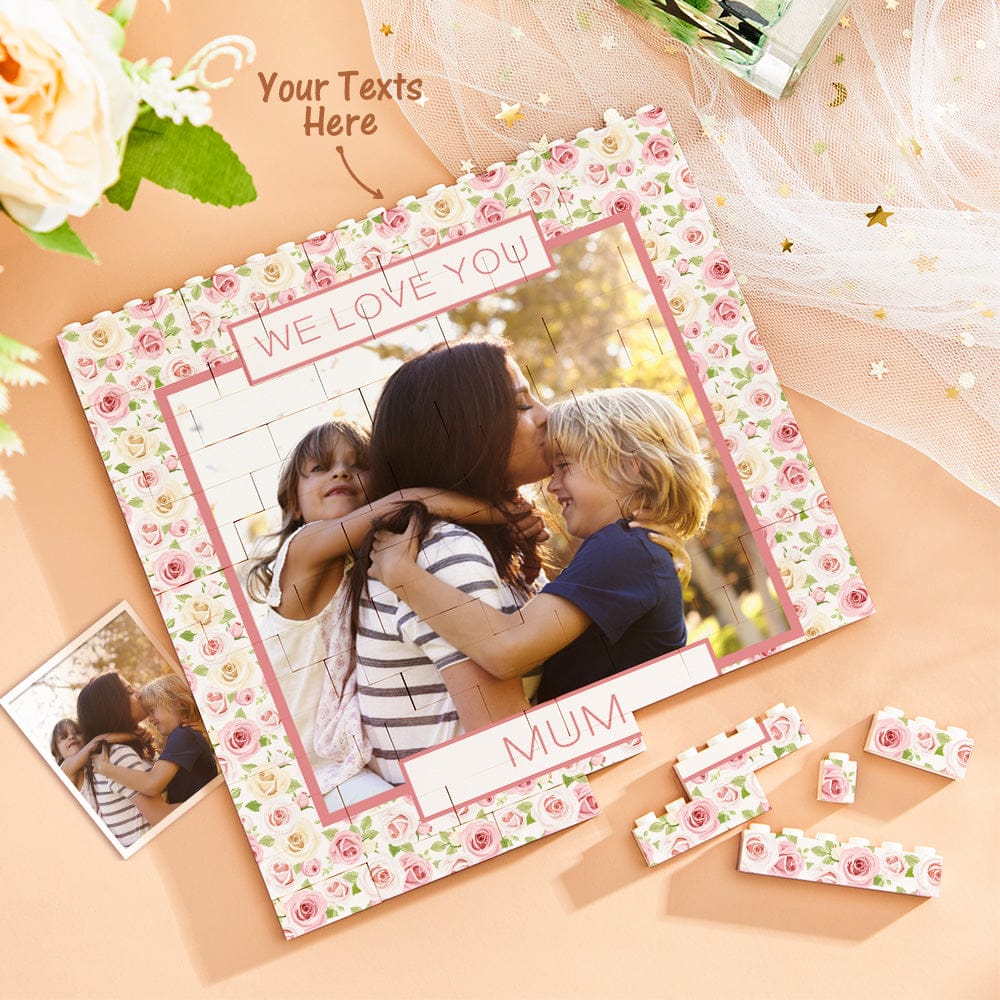 Custom Building Block Puzzle Square Photo Brick Mum We Love You Mather ...